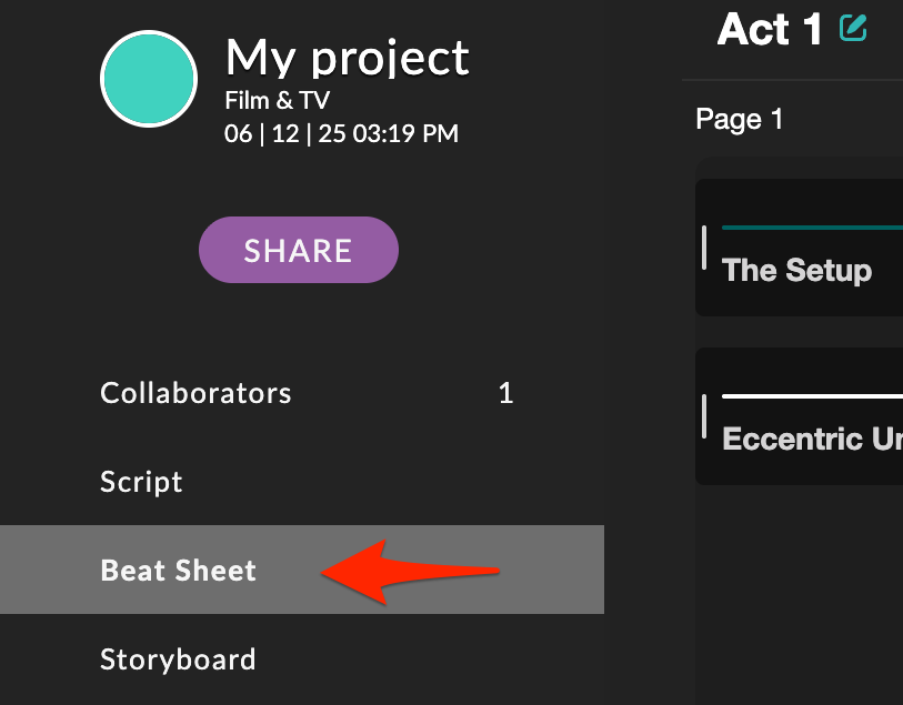 Beat Sheet – Celtx Help Center