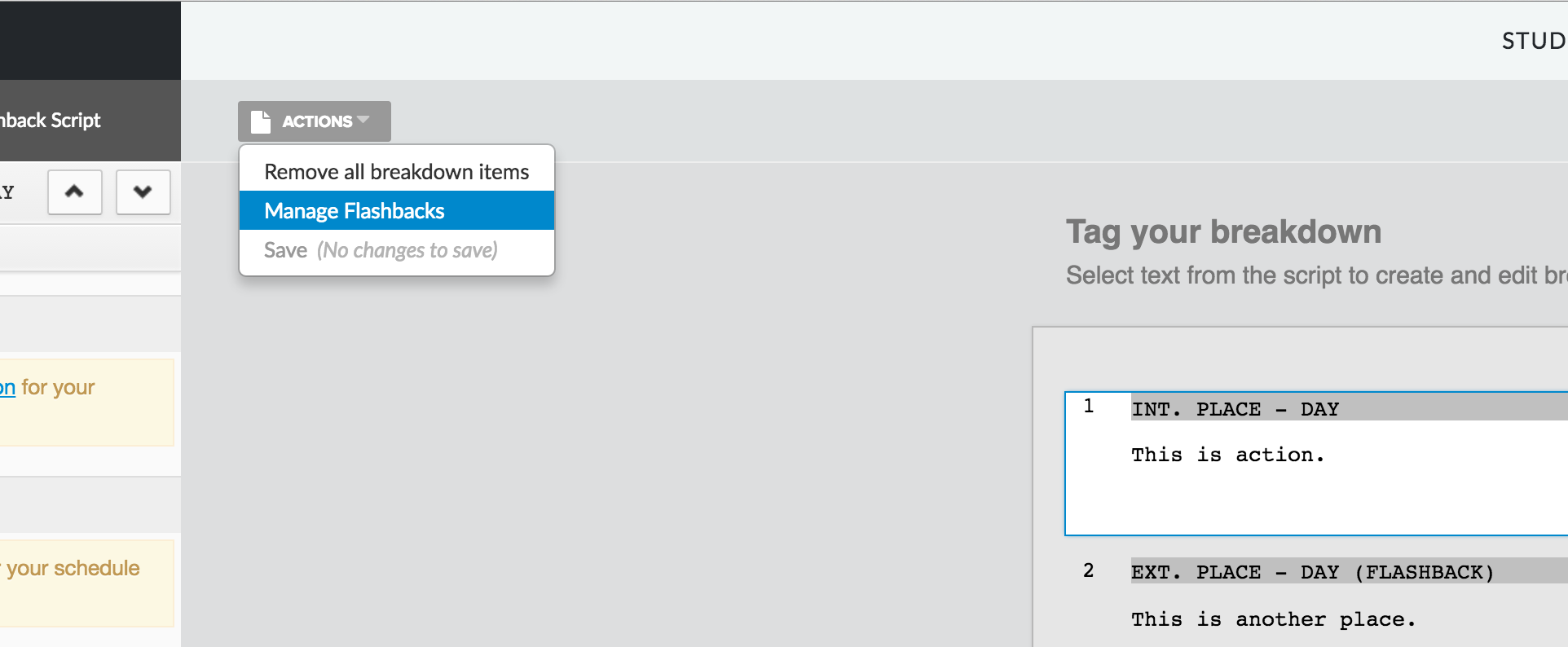 Manage Flashbacks – Celtx Help Center